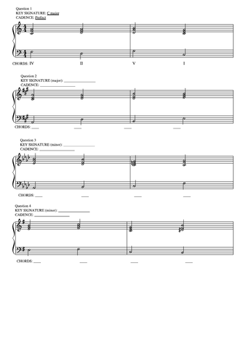 Cadences worksheet or assessment | Teaching Resources