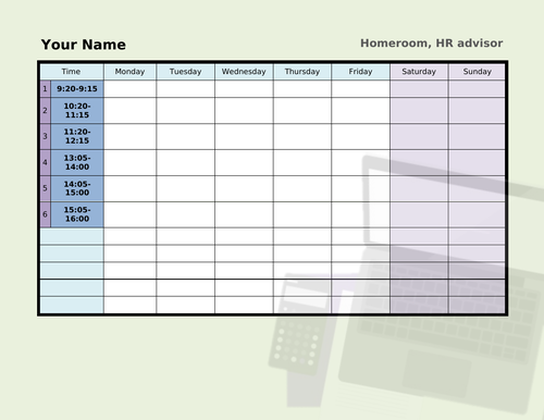 Weekly Study Schedule and Timetable for Students | Teaching Resources