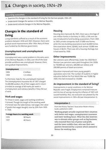 Weimar Republic Standard of Living | Teaching Resources