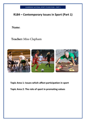 R184- Contemporary Issues in Sport- Student Workbook and Answers ...