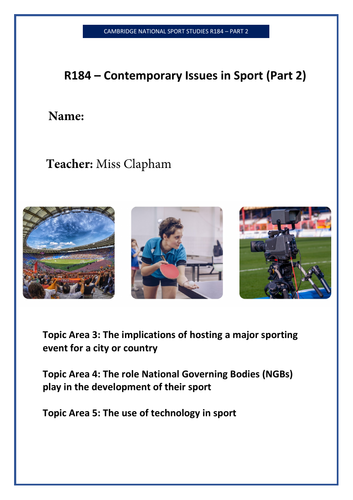 R184- Contemporary Issues in Sport- Student Workbook and Answers ...