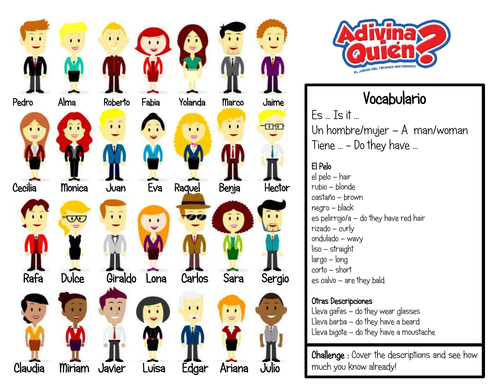 Spanish Guess Who - Adivina Quién | Teaching Resources
