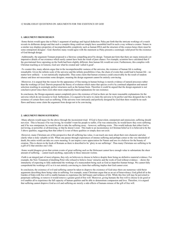 4 grade 8/9 RE model 12 markers on arguments for the existence of God AQA | Teaching Resources