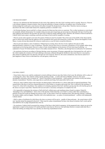 2 grade 8/9 RE model 12 markers on the existence of heaven and hell for ...