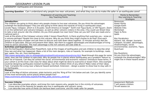 LKS2 Geography; Earthquakes and Volcanoes Lesson 4 | Teaching Resources