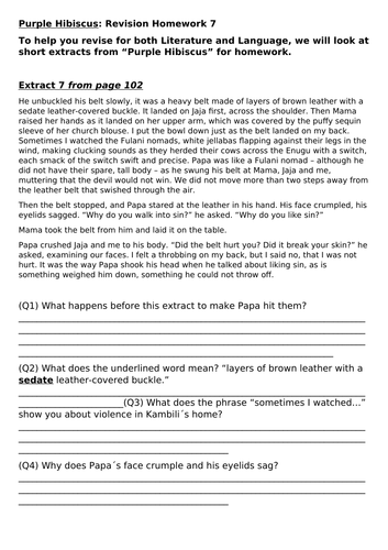 Purple Hibiscus Extracts | Teaching Resources
