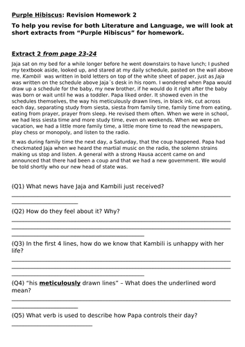 Purple Hibiscus Extracts | Teaching Resources