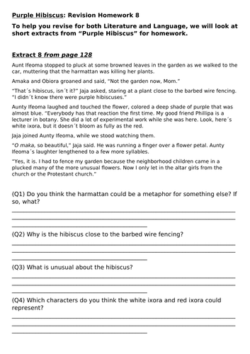 Purple Hibiscus Extracts | Teaching Resources