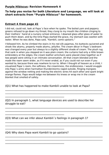 Purple Hibiscus Extracts | Teaching Resources