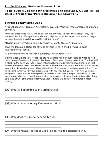 Purple Hibiscus Extracts | Teaching Resources