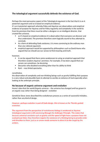 Aquinas and Paley's Teleological argument OCR A Level Religious Studies ... Aquinas and Paley's Teleological argument OCR A Level Religious Studies ...