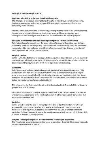 Aquinas and Paley's Teleological argument OCR A Level Religious Studies ... Aquinas and Paley's Teleological argument OCR A Level Religious Studies ...