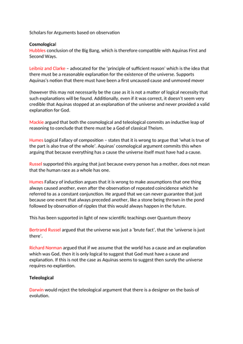 Aquinas and Paley's Teleological argument OCR A Level Religious Studies ... Aquinas and Paley's Teleological argument OCR A Level Religious Studies ...