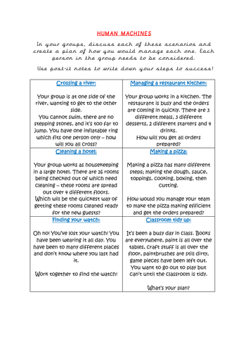 Human Machines Critical Thinking Teamwork Challenges | Teaching Resources