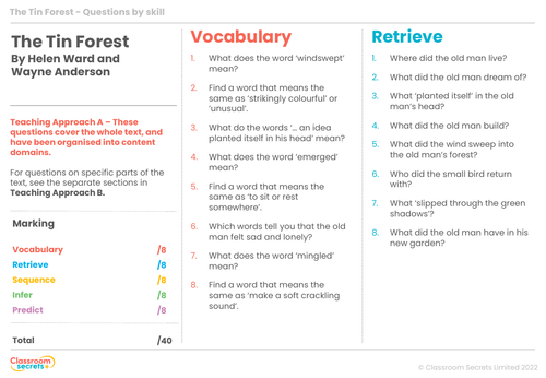 Reading Skills - The Tin Forest | Teaching Resources