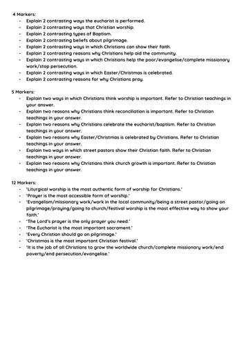 AQA RS GCSE Christianity - Practices | Teaching Resources