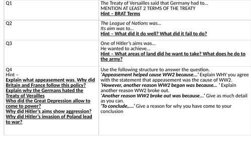 Causes /Outbreak World War 2 KS3 History | Teaching Resources