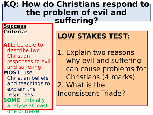 L10 Christian Responses to Evil and Suffering | Teaching Resources