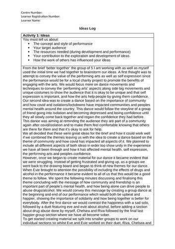 BTEC L2 PA component 3 resource pack | Teaching Resources