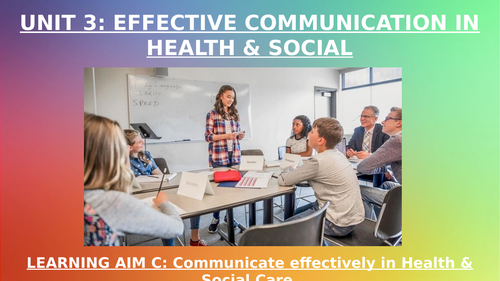 Work booklet and lessons for Unit 3: Effective communication in Health ...