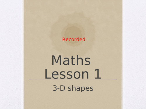 one week of 3d shapes slides | Teaching Resources