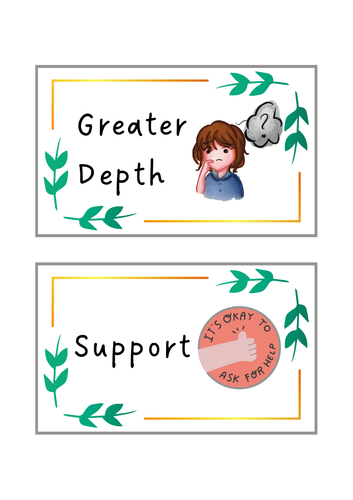 Greater Depth & Support Sign | Teaching Resources