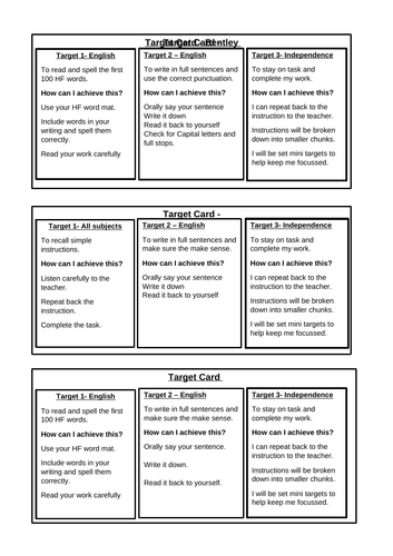 IEP Target Cards | Teaching Resources