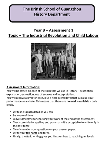 Assessment - Industrial Revolution | Teaching Resources