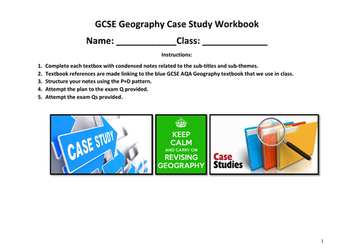 GCSE Geography case study workbook | Teaching Resources