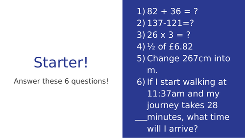 Year 7 8 9 Maths Starters Teaching Resources