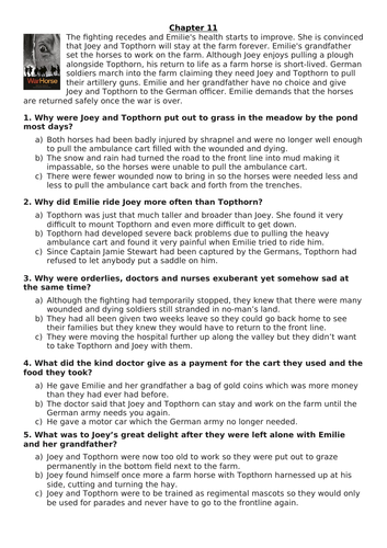 War Horse by Michael Murpurgo. Multiple Choice Questions | Teaching ...