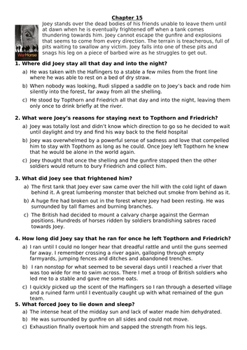 War Horse by Michael Murpurgo. Multiple Choice Questions | Teaching ...