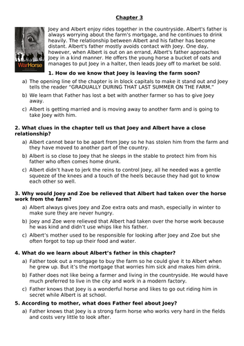 War Horse by Michael Murpurgo. Multiple Choice Questions | Teaching ...