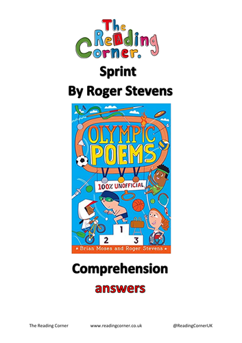 LKS2 Poem: Sprint by Roger Stevens - Reading Comprehension Questions ...