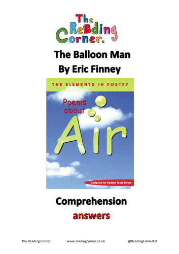LKS2 Poem: Balloon Man by Eric Finney - Reading Comprehension Questions ...