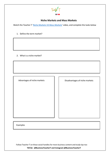 Niche and Mass Markets - A Level Business | Teaching Resources