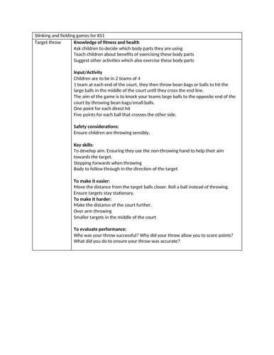 KS1 throwing game | Teaching Resources