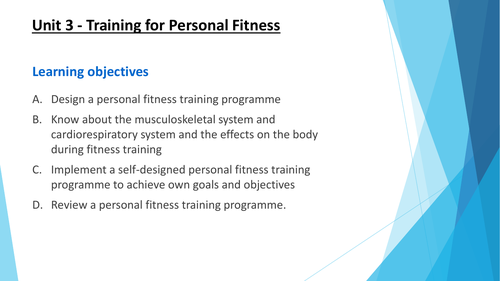 BTEC SPORT UNIT 3- Applying the principles of training | Teaching Resources