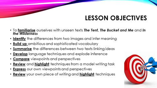 AQA GCSE English Language Paper 2: Camping & Travel Grade 9 Compare ...
