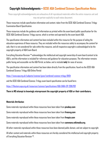 GCSE AQA Combined Science Trilogy Specification Revision Notes for ... GCSE AQA Combined Science Trilogy Specification Revision Notes for ...