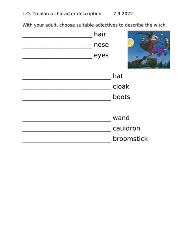 Character Description Writing 'Room on a Broom' Witch | Teaching Resources