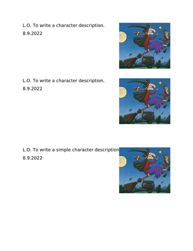 Character Description Writing 'Room on a Broom' Witch | Teaching Resources