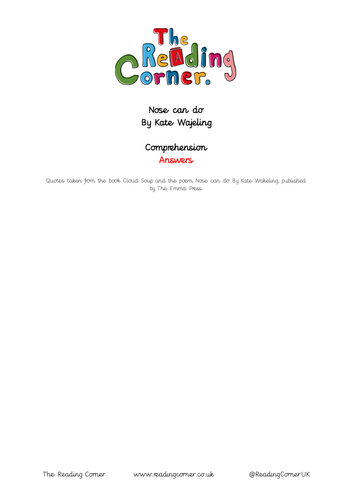 LKS2 poem: Nose can do by Kate Wakeling - Reading Comprehension ...