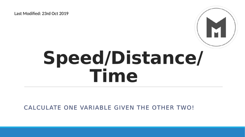 Maths Speed Distance Time (MM) | Teaching Resources