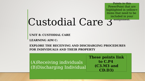 Unit 8: Custodial Care BTEC UPS | Teaching Resources