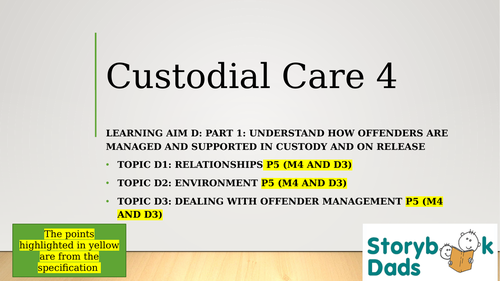 Unit 8: Custodial Care BTEC UPS | Teaching Resources