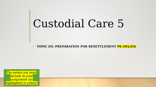 Unit 8: Custodial Care BTEC UPS | Teaching Resources