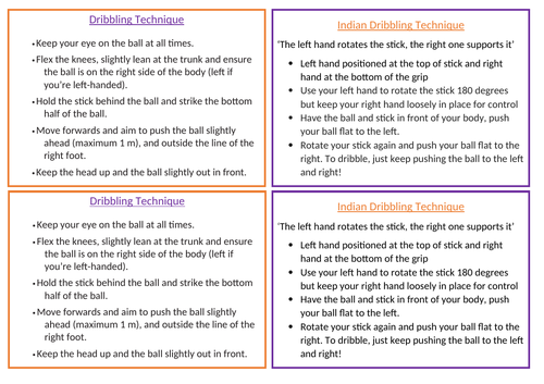 Hockey Dribbling card | Teaching Resources