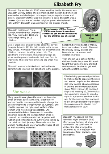 Elizabeth Fry factsheet KS1 | Teaching Resources