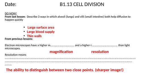 CELL DIVISION & STEM CELLS AQA GCSE | Teaching Resources